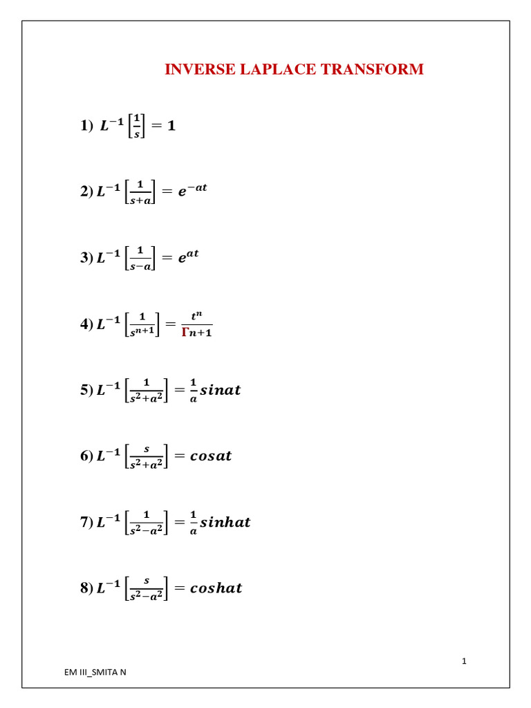 Summary of Module 2 - Inverse Laplace Transform | PDF