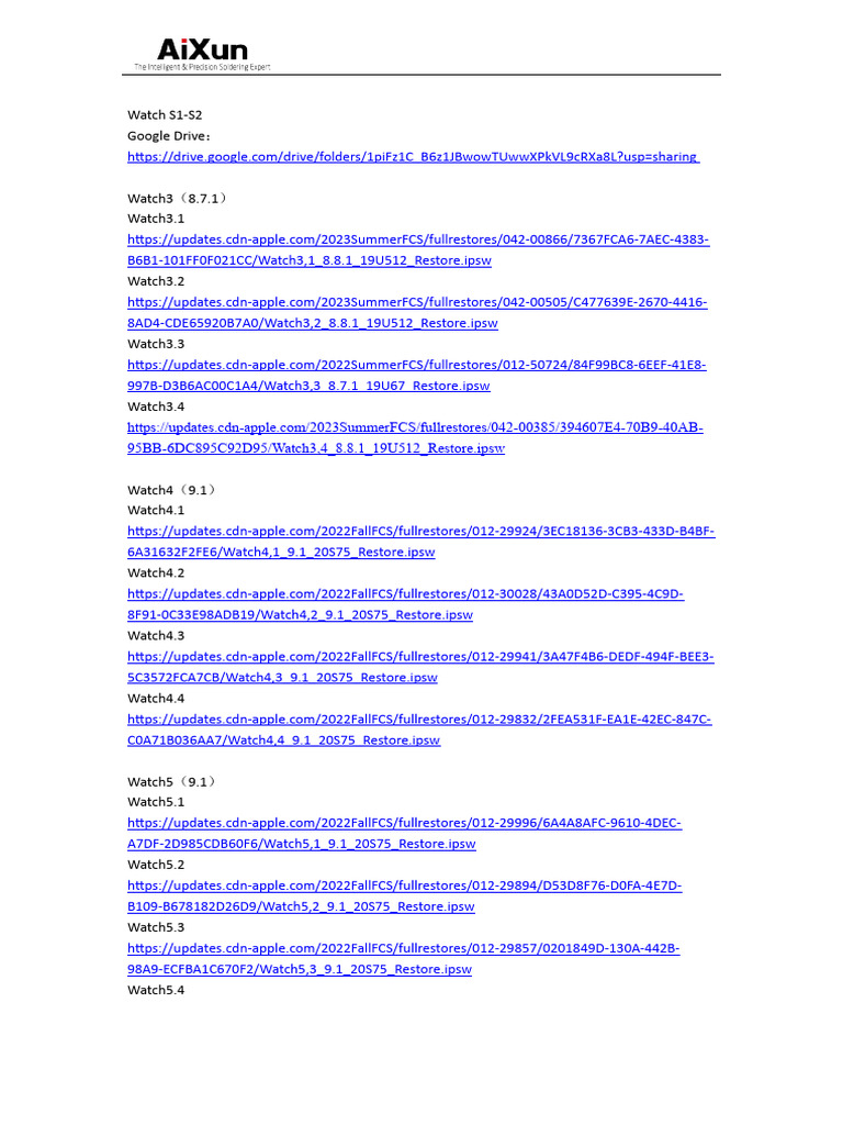 Iwatch Firmware s3 (8.8.1) - s4-s6 (9.1) Download - en | PDF