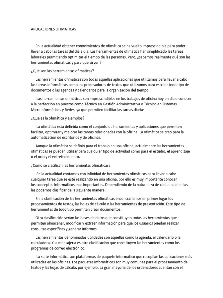 Aplicaciones Ofimaticas | PDF