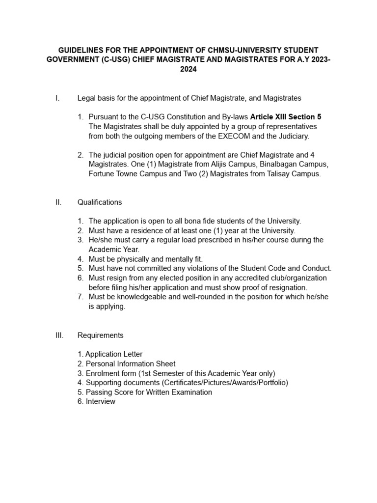 Guidelines For The Judicial Position | PDF | Magistrate | Judiciaries