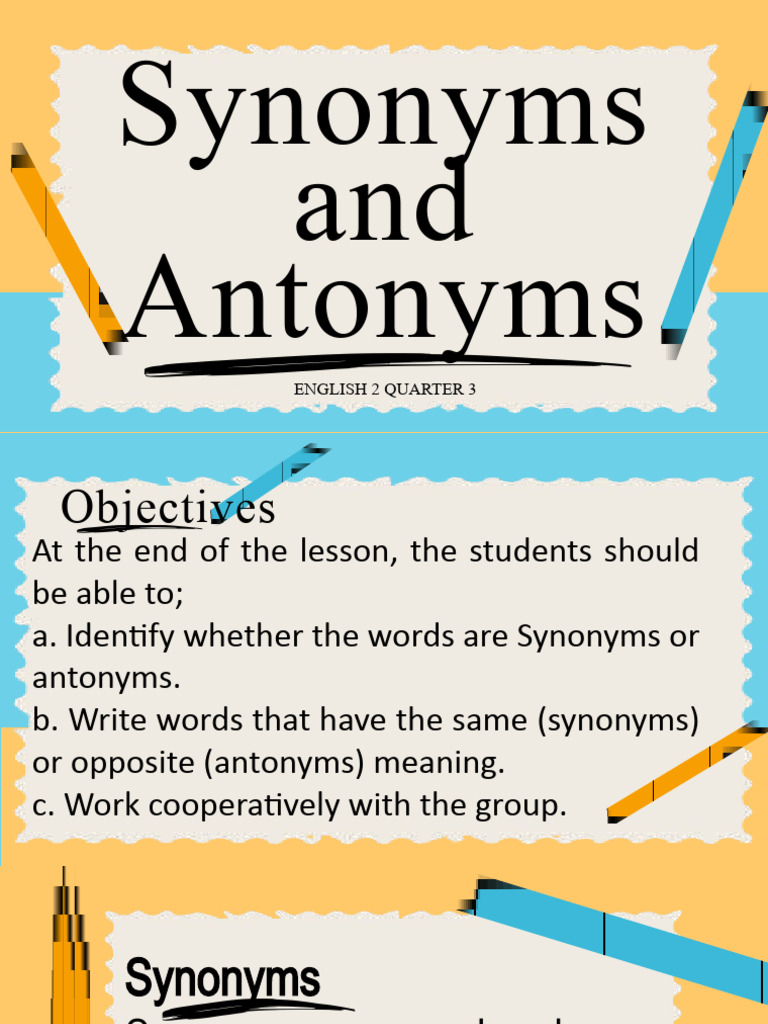 Synonyms and Antonyms | PDF