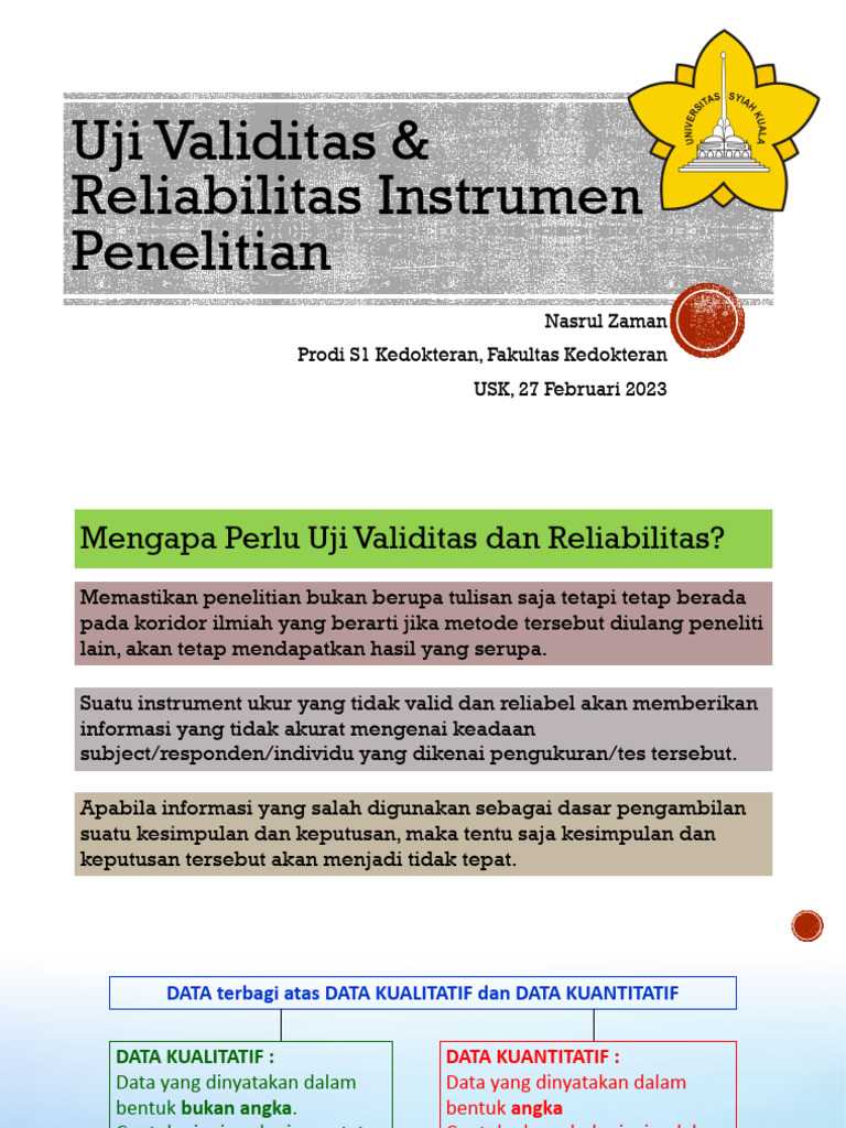 Uji Validitas dan Reliabilitas Instrumen Penelitian | PDF