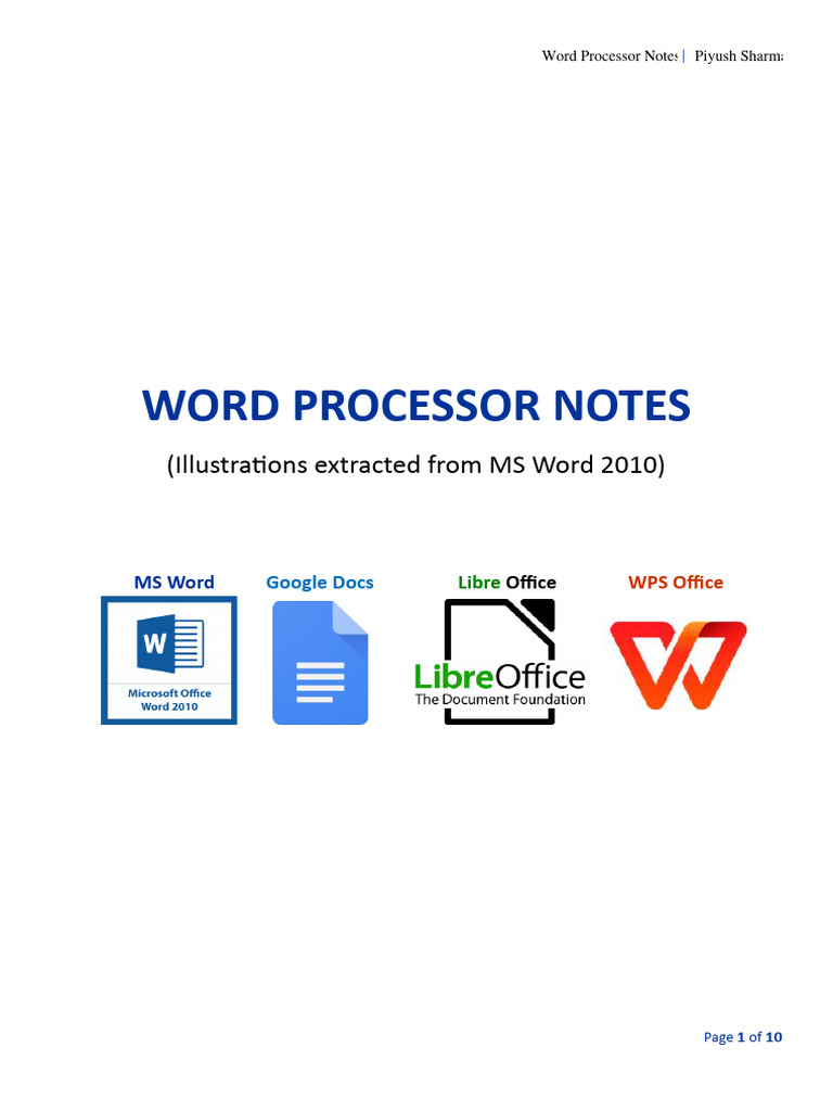 Word Processor Notes | PDF | Microsoft Word | Software Word Processor Notes | PDF | Microsoft Word | Software