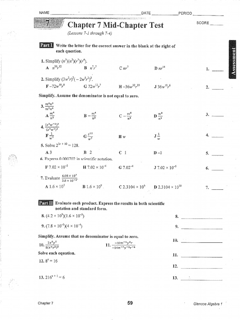 Ch 7 Mid Chapter Study Guide With Key Pdf