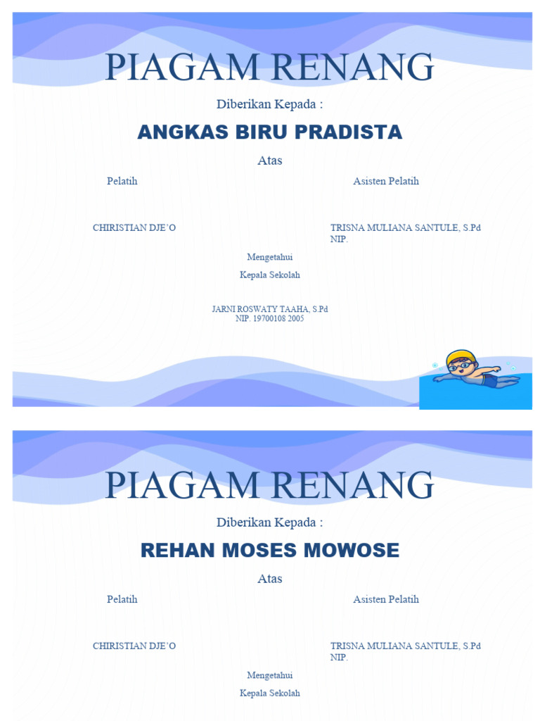 Sertifikat Renang | PDF