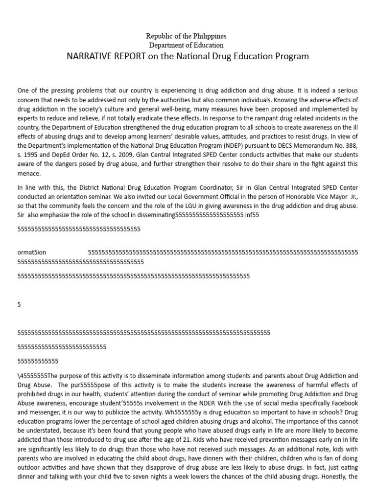 Republic of The Philippines NDEP | PDF | Substance Abuse | Child Abuse