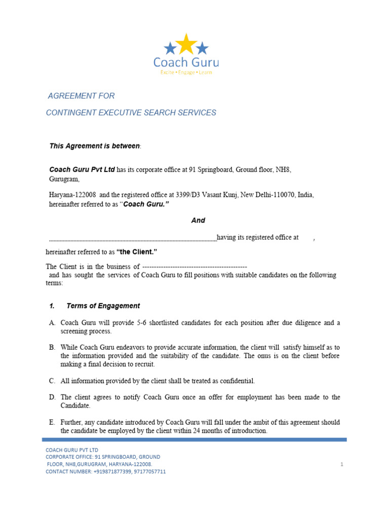 Contingent Executive Search Agreement | PDF