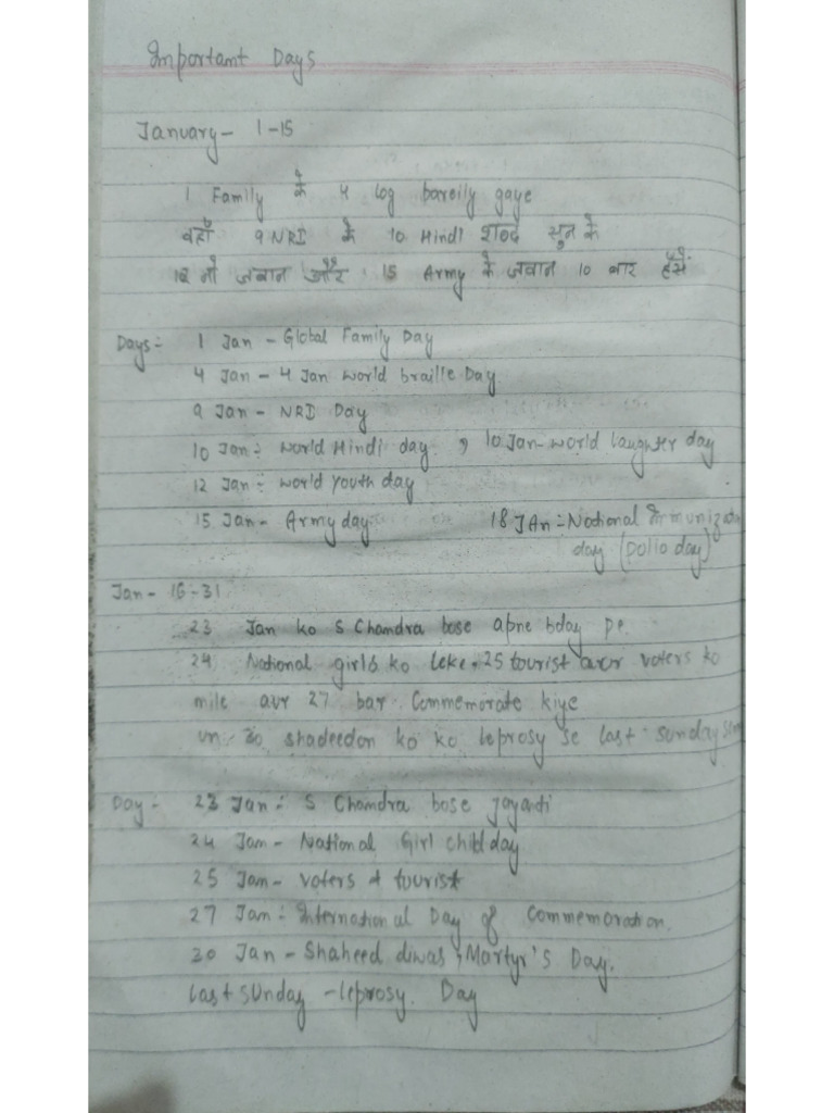 Important Days of Year | PDF