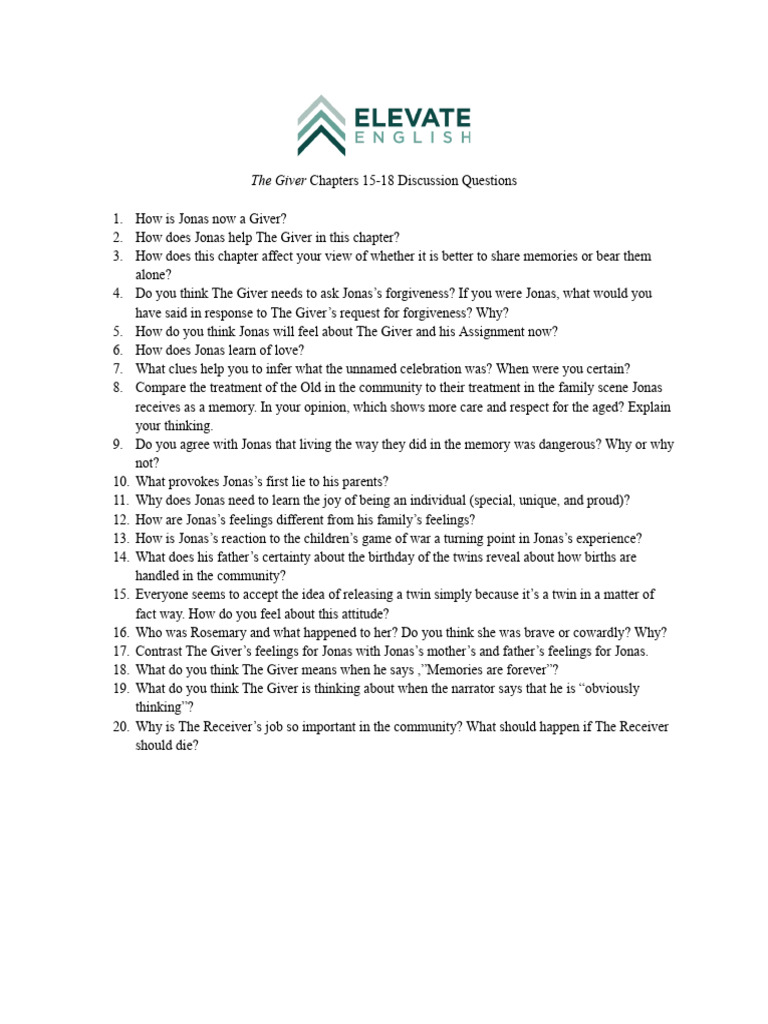 Jonas's Transformation in The Giver | PDF