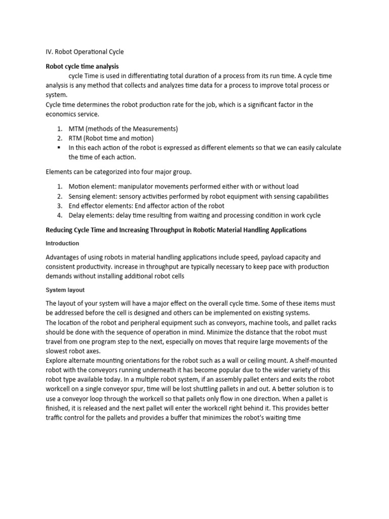 IV Robot Operational Cycle | PDF | Robot | Robotics IV Robot Operational Cycle | PDF | Robot | Robotics