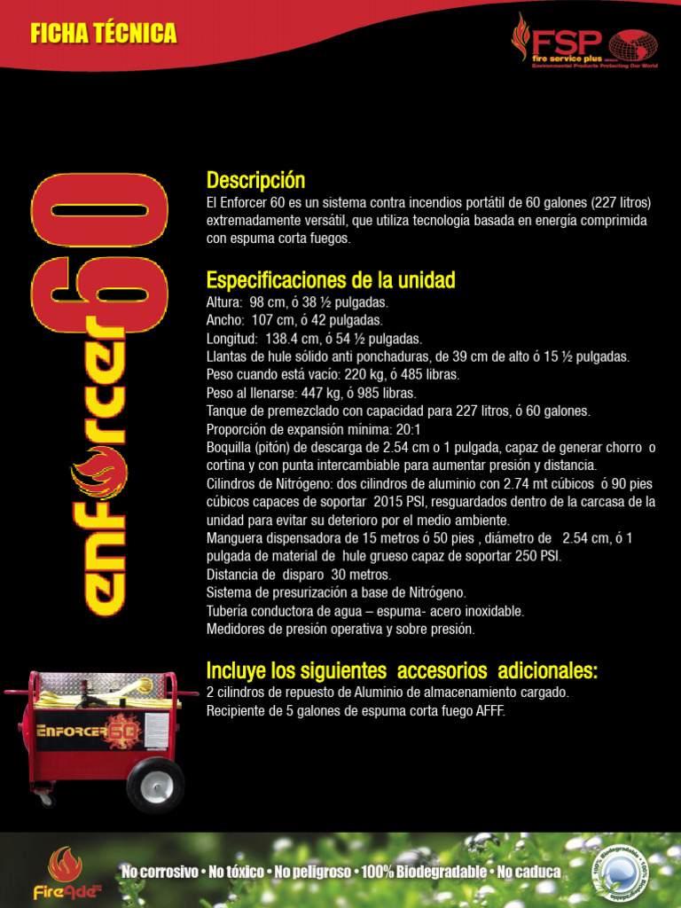 Enforcer 60: Sistema Portátil Contra Incendios | PDF