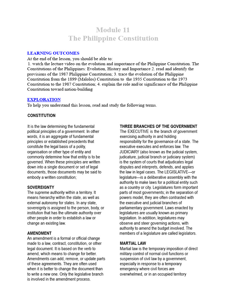 The 1987 Philippine Constitution | PDF | President Of The Philippines ...