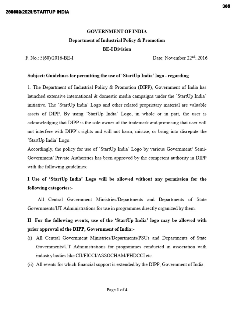 Startup India - Logo Application Guidelines | PDF | Startup Company ...