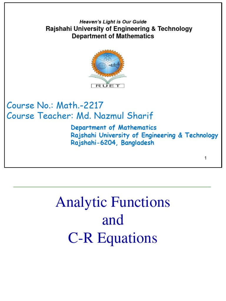 CR Equations and Harmonic Functions Complex | PDF | Function ...