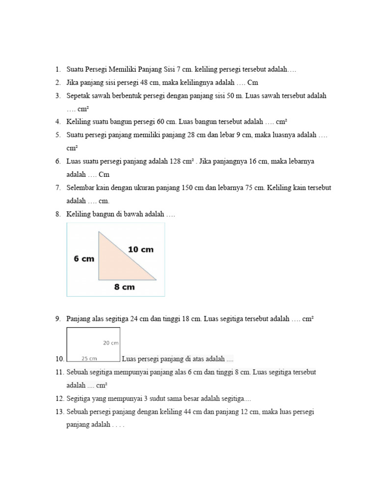 Keliling dan Luas Persegi 7 cm | PDF