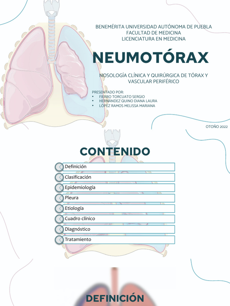 Clasificación y tratamiento del neumotórax | PDF