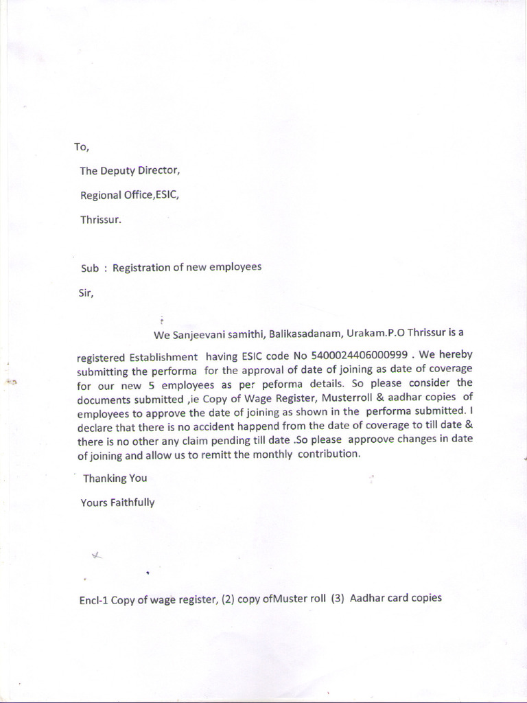 ESI Letter-22.02.2024 | PDF