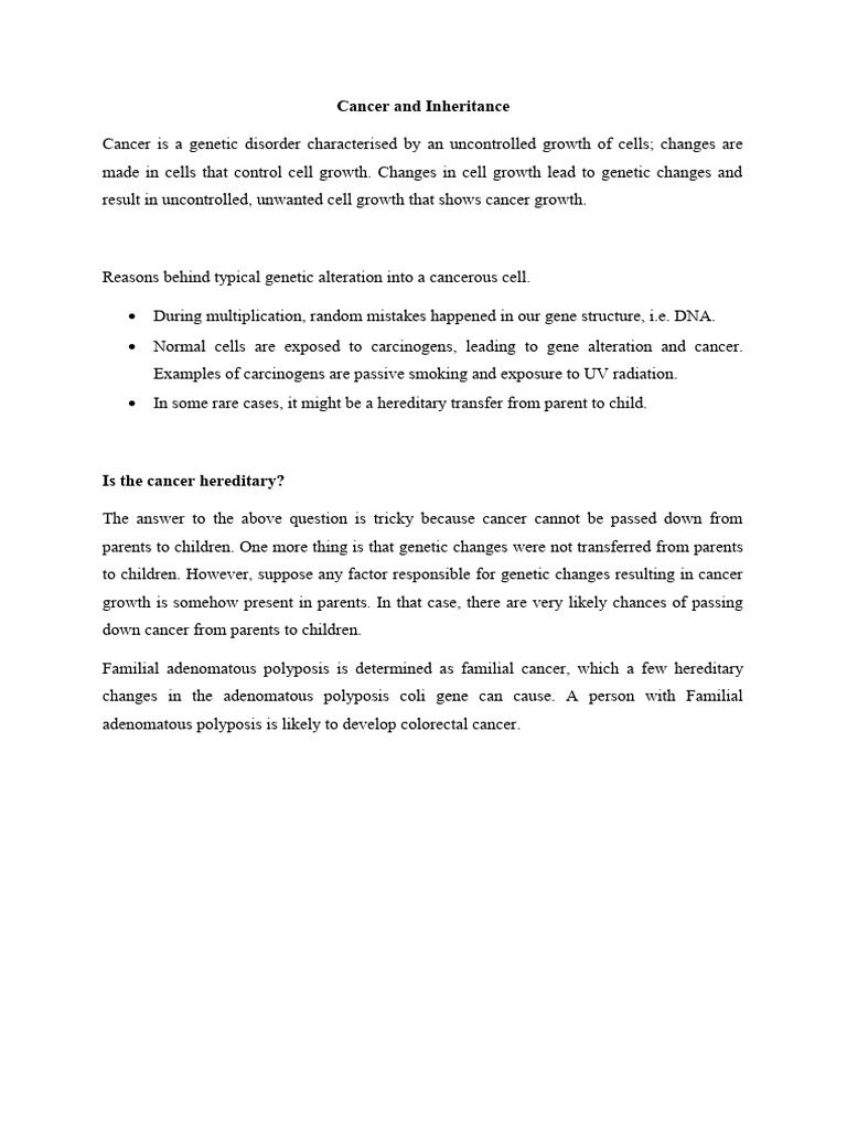 Cancer and Inheritance | PDF