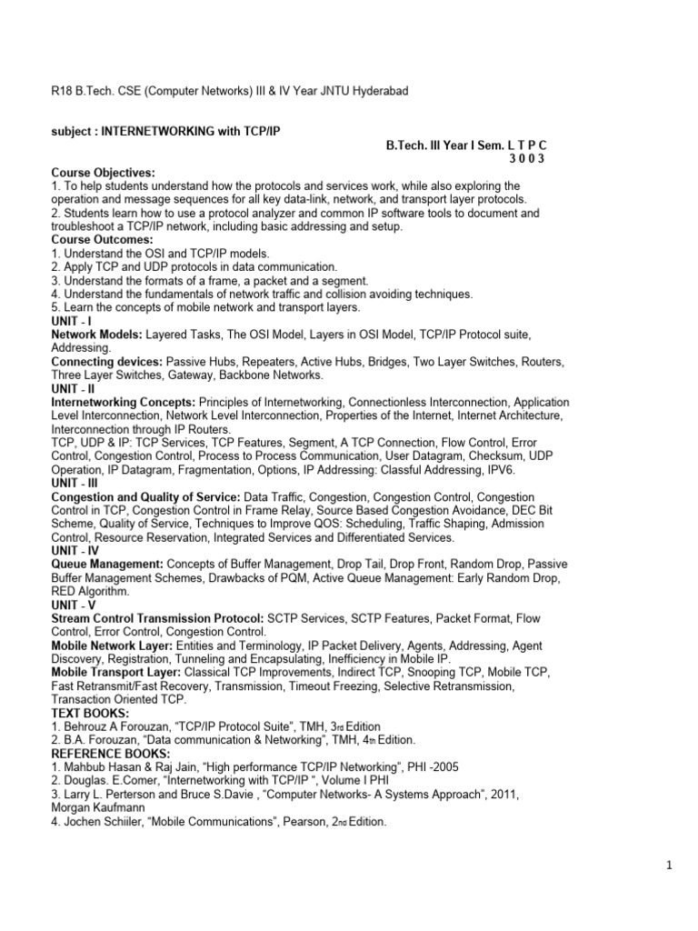 Internet Of Tcp Ip Notes Pdf Internet Protocols Osi Model