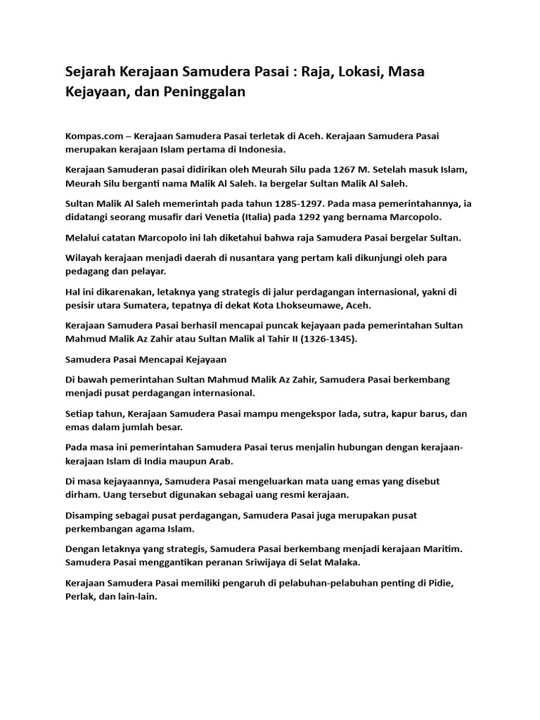 Samudera Pasai | PDF
