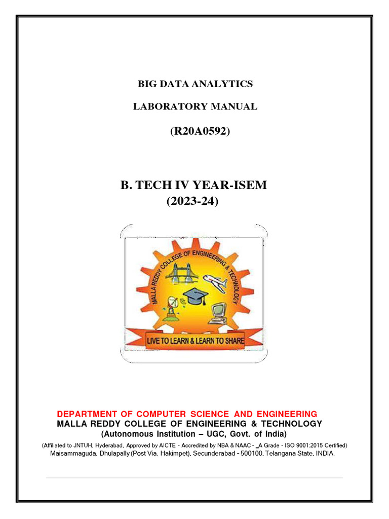 Bda Lab Manual (R20a0592) | PDF | Engineering | Mongo Db