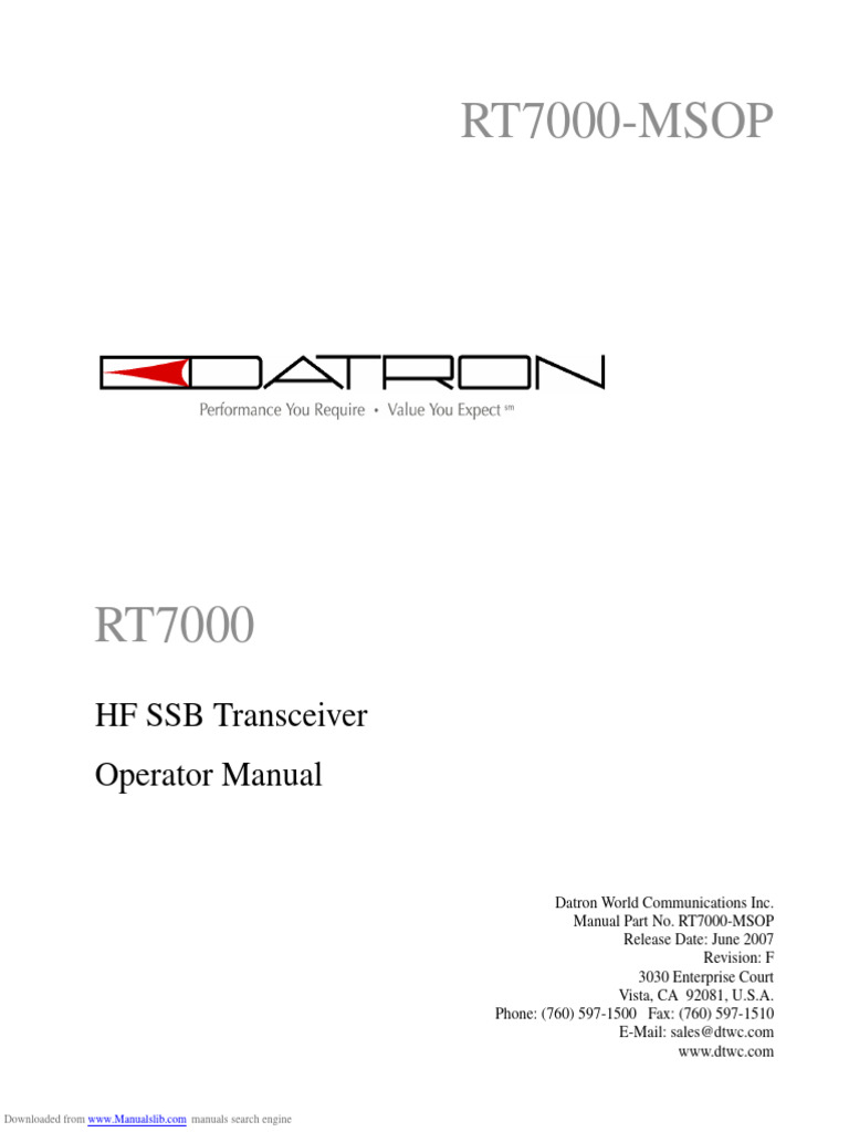 RT 7000 | PDF | License | Microphone