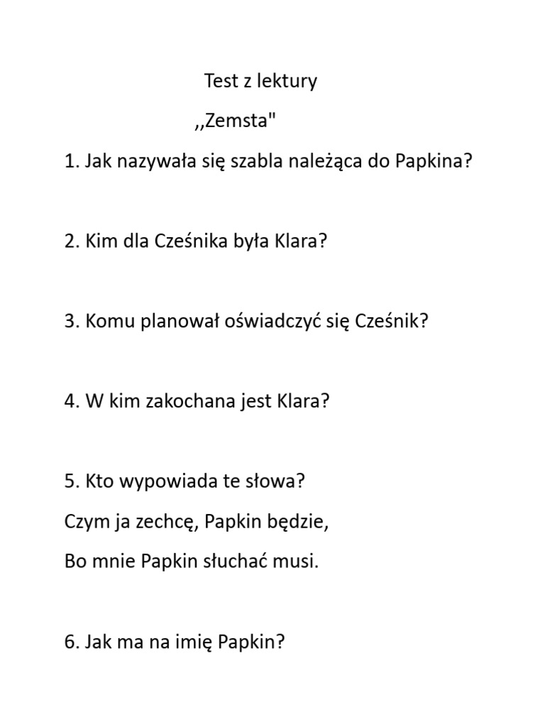 Zemsta | PDF