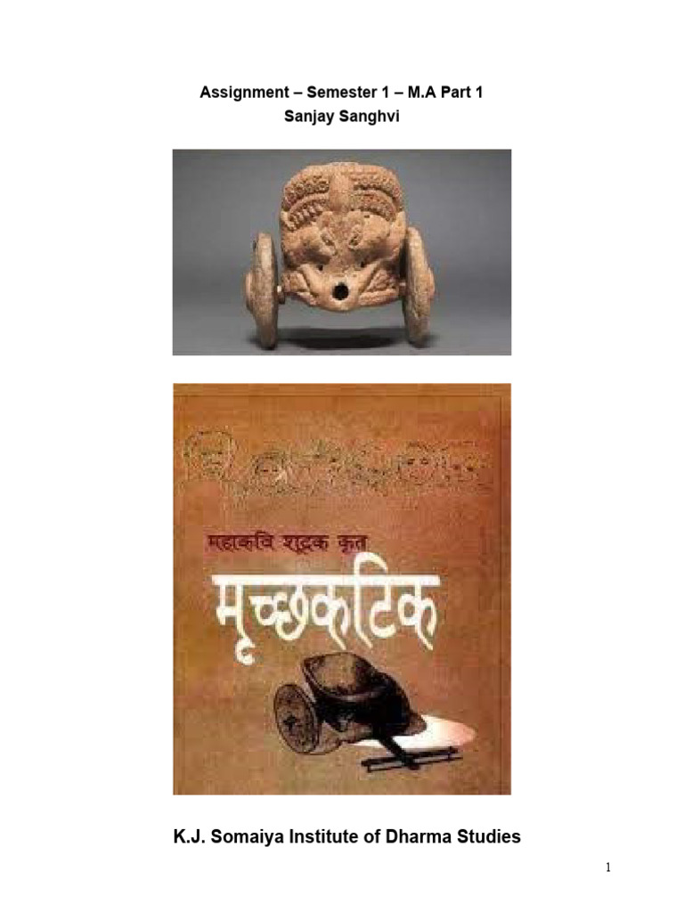 Mrichchakatikam-Assignment Sem 1 - Dr. Varsha Shah | PDF