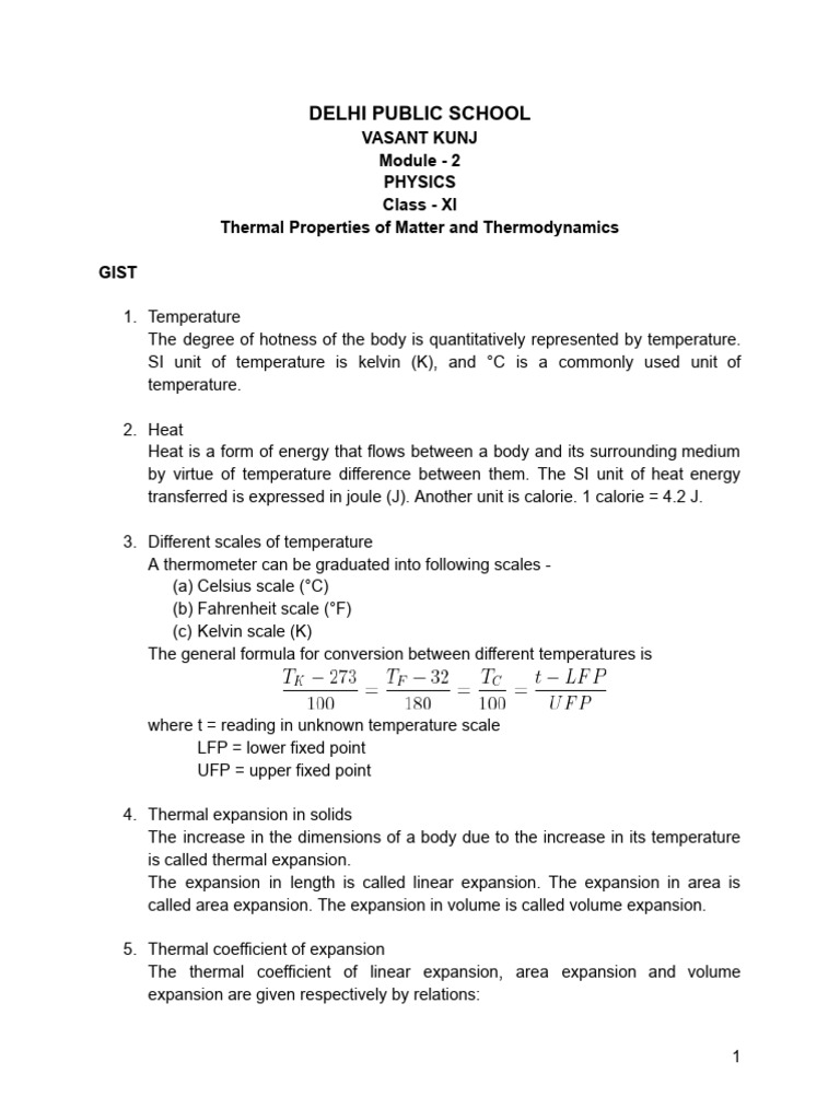 Module 2 Physics Class XI | PDF | Thermal Expansion | Temperature