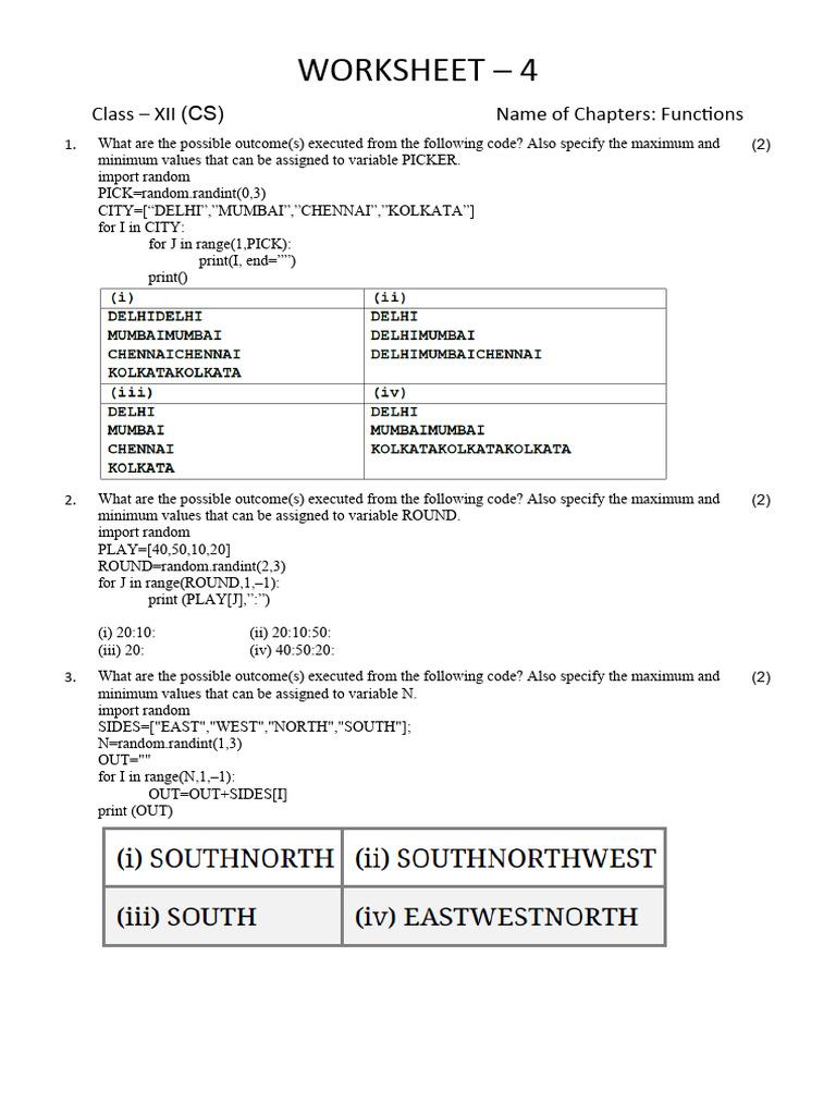 Worksheet 4 CS | PDF | Parameter (Computer Programming) | Software Engineering