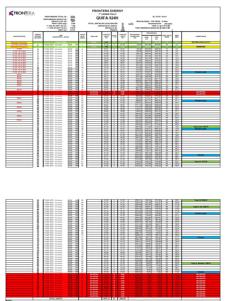 Tally CSG 7in Centralizado - Quifa 915h | PDF