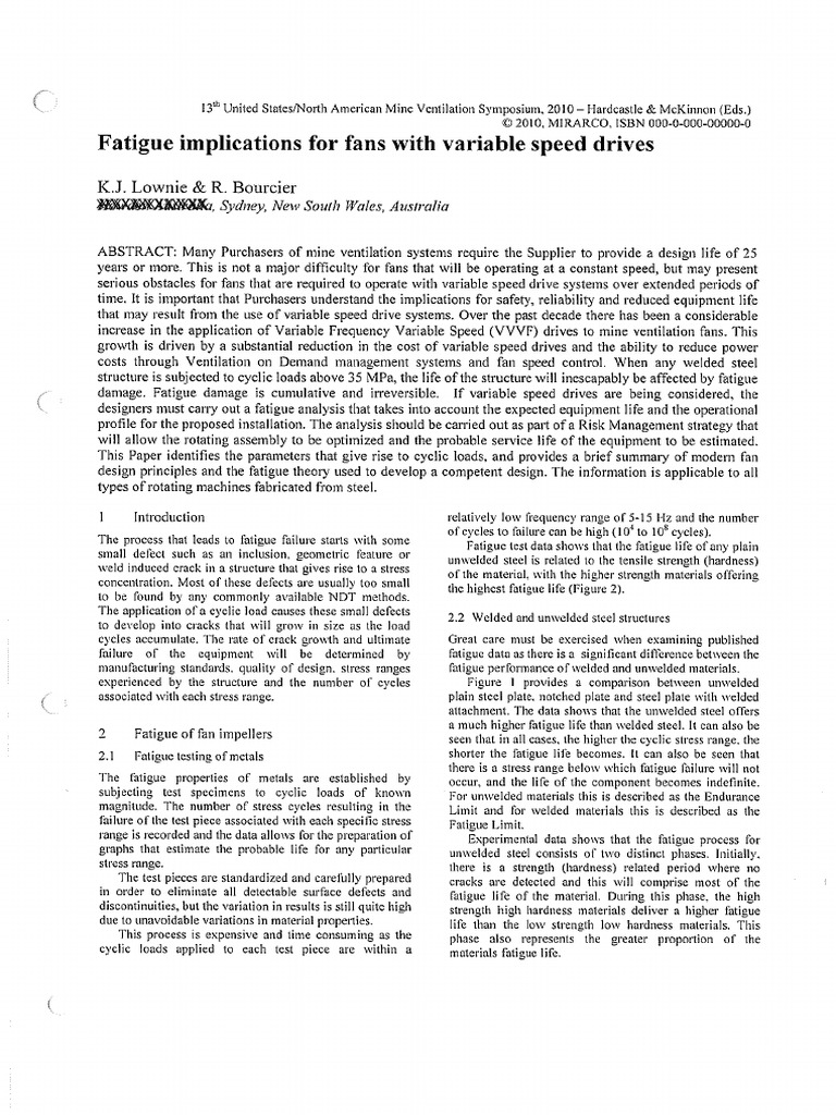 Fatigue Implications For Fans With Variable Speed Drives | PDF