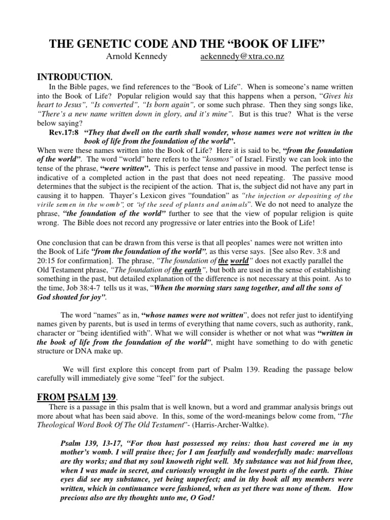 The Genetic Code and The Book of Life | PDF | Book Of Exodus | Moses