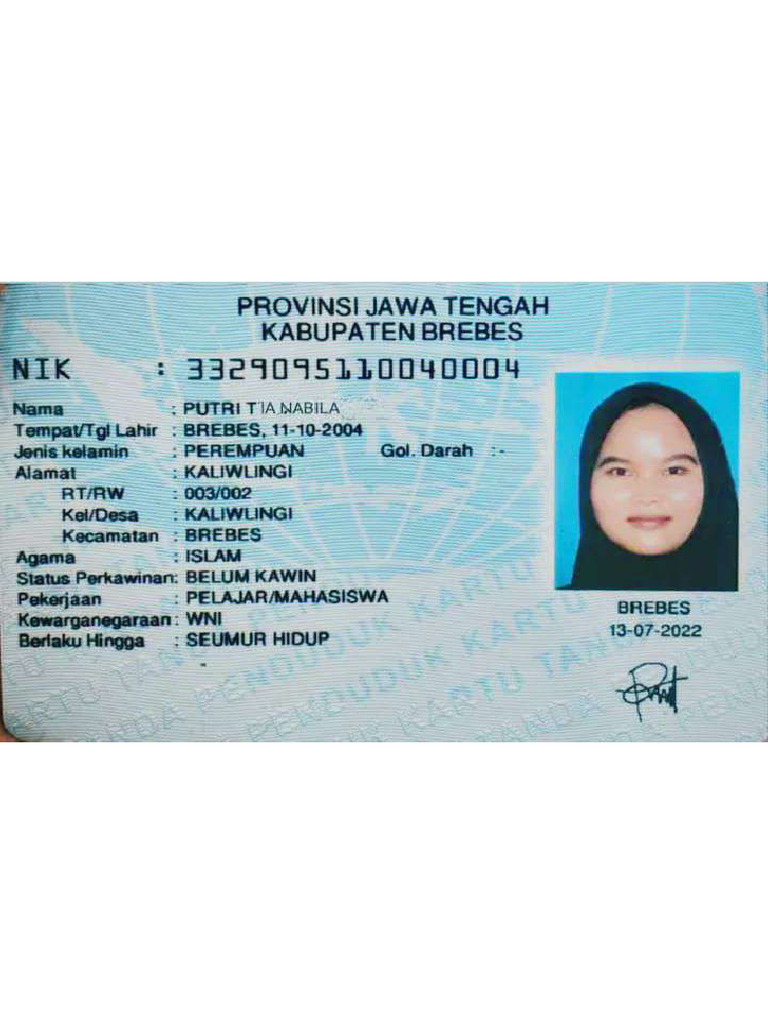 KTP Putri Tia Nabila | PDF