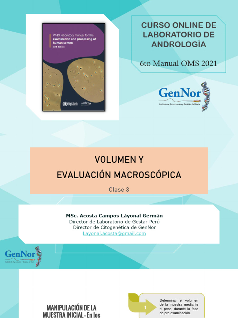 Clase 3 - Volumen - Evaluación Macroscópica | PDF | Semen | Especialidades Medicas