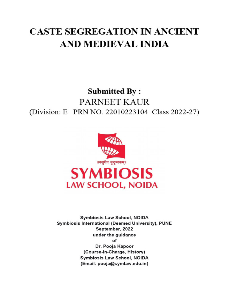 Final - History - Caste Segregation in Ancient and Medieval India | PDF