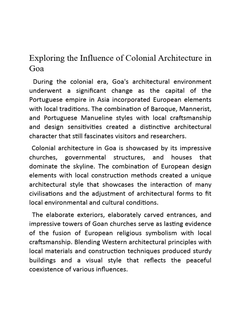 Exploring The Influence of Colonial Architecture in Goa | PDF ...