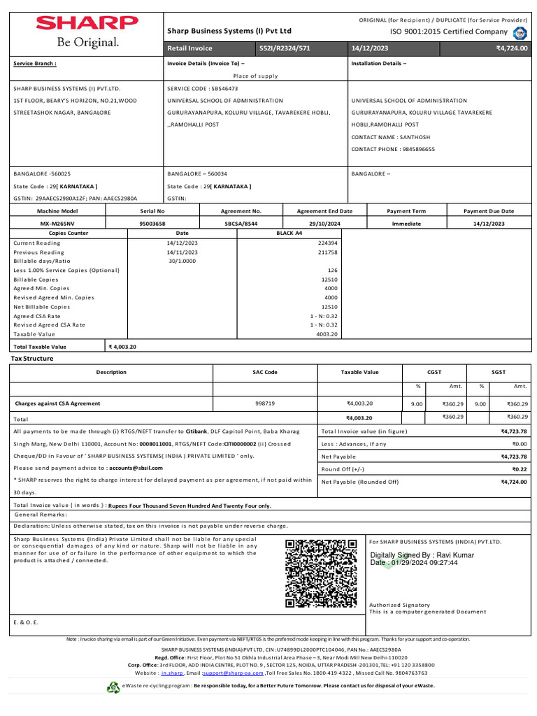 Sharp Printer Bills | PDF | Payments