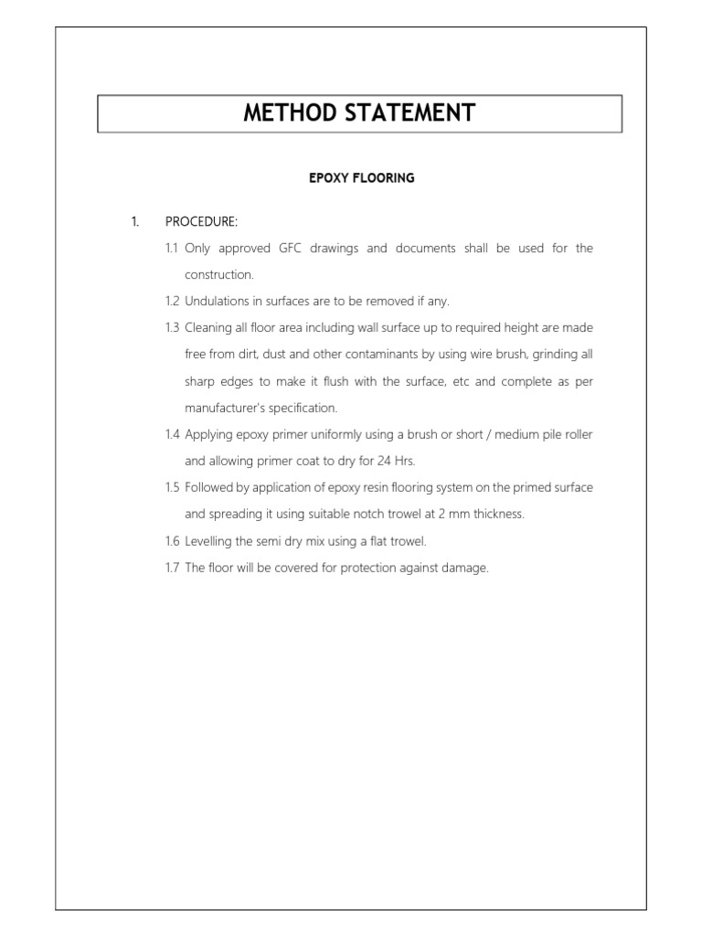 9 Method Statement Epoxy Flooring Pdf