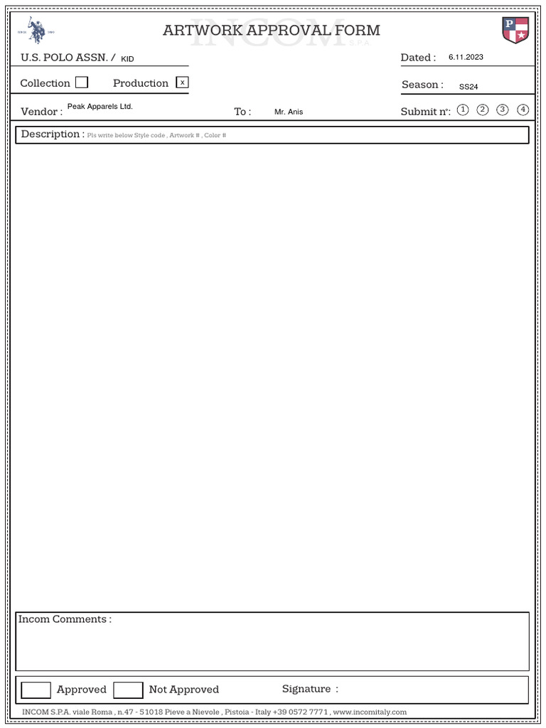 Artwork Approval Form | PDF