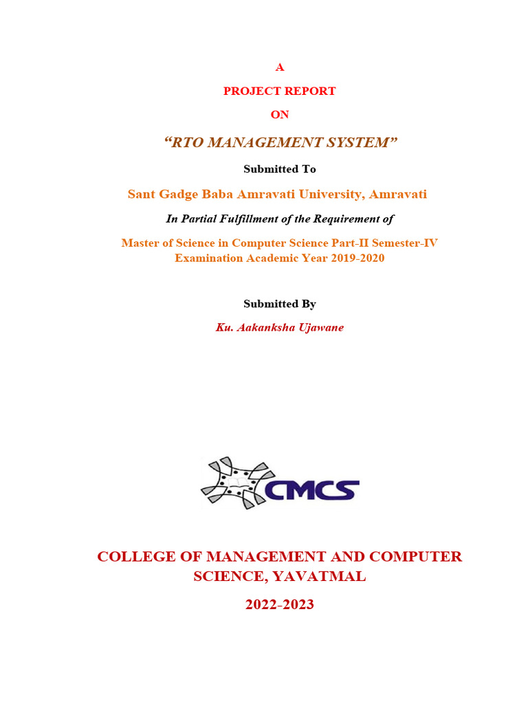 RTO Management System Report | PDF | Php | My Sql