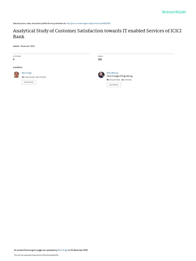 ICICI Bank IT Services Customer Satisfaction | PDF | Banks ...