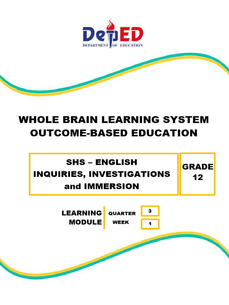 SHS Inquiries Investigations and Immersion Q3 W1 | PDF