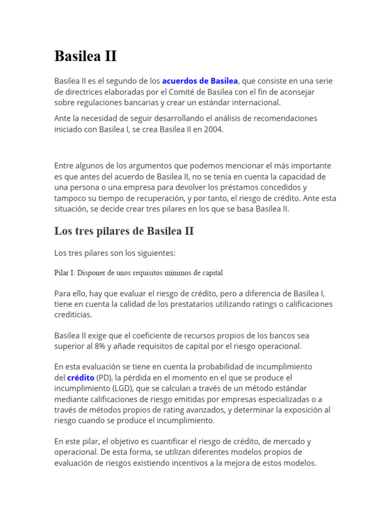 Basilea II | PDF | Basilea Ii | Servicios financieros