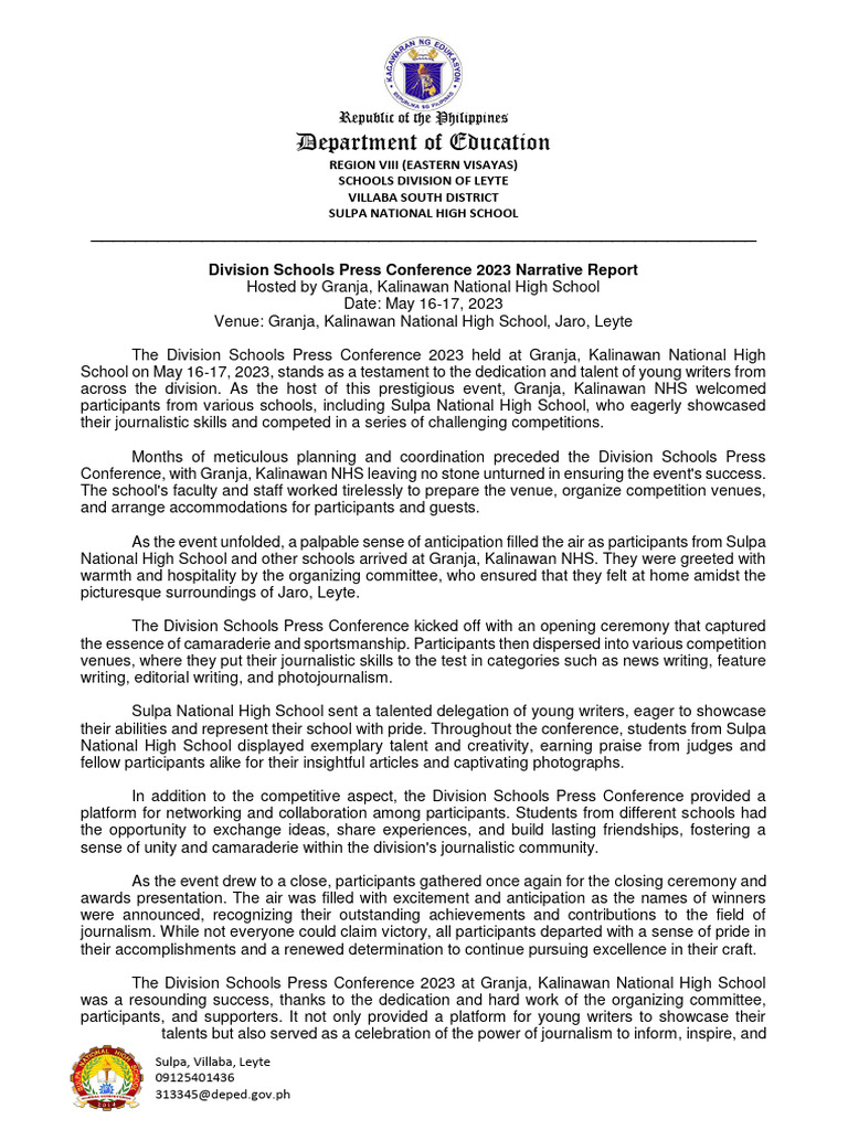 Narrative Report On DSPC | PDF