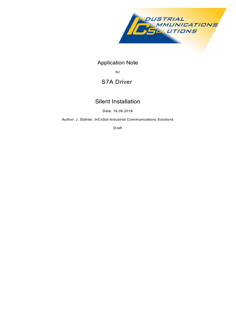 InCoSol S7A App Note Silent Installation | PDF | Computer File | Operating System Technology