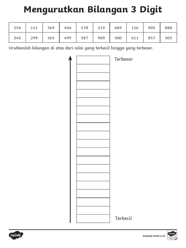 Lembar Asesmen Diagnostik Matematika Fase B - Mengurutkan Bilangan 3 Digit | PDF