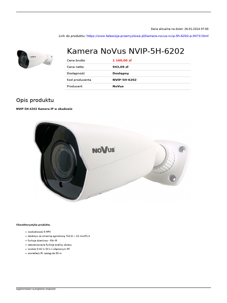 Kamera Novus Nvip 5h 6202 | PDF