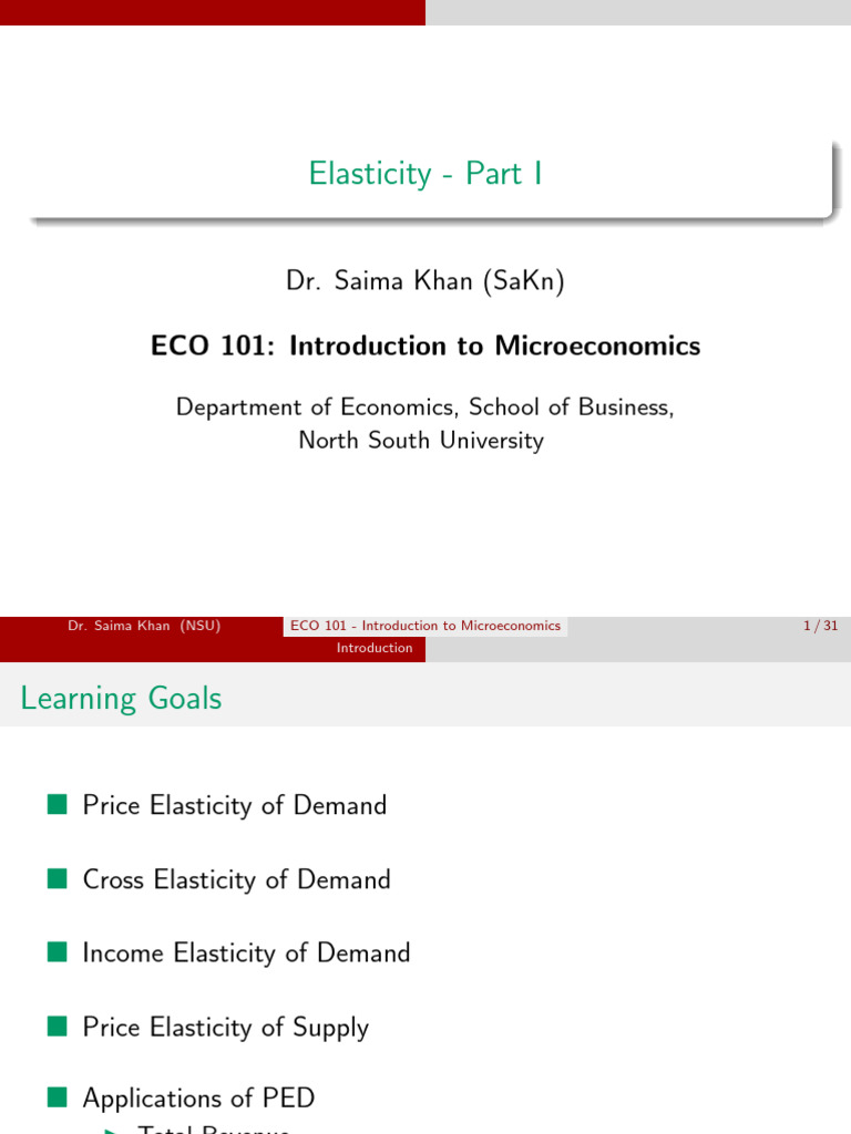 L8 ECO101 Elasticity Part1 | PDF