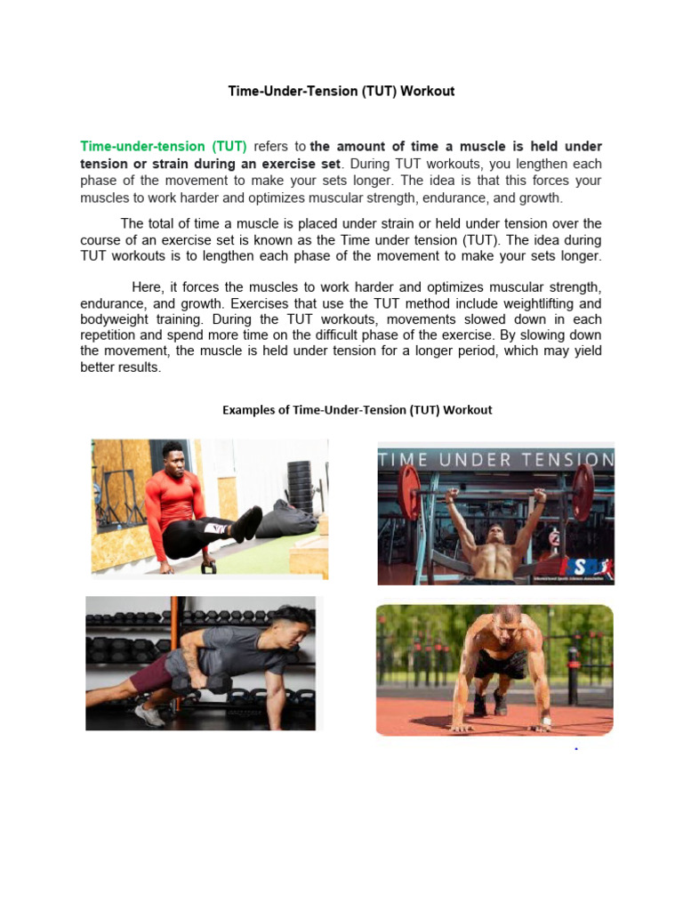 Time-Under-Tension Workout Guide | PDF | Physical Fitness | Physical ...